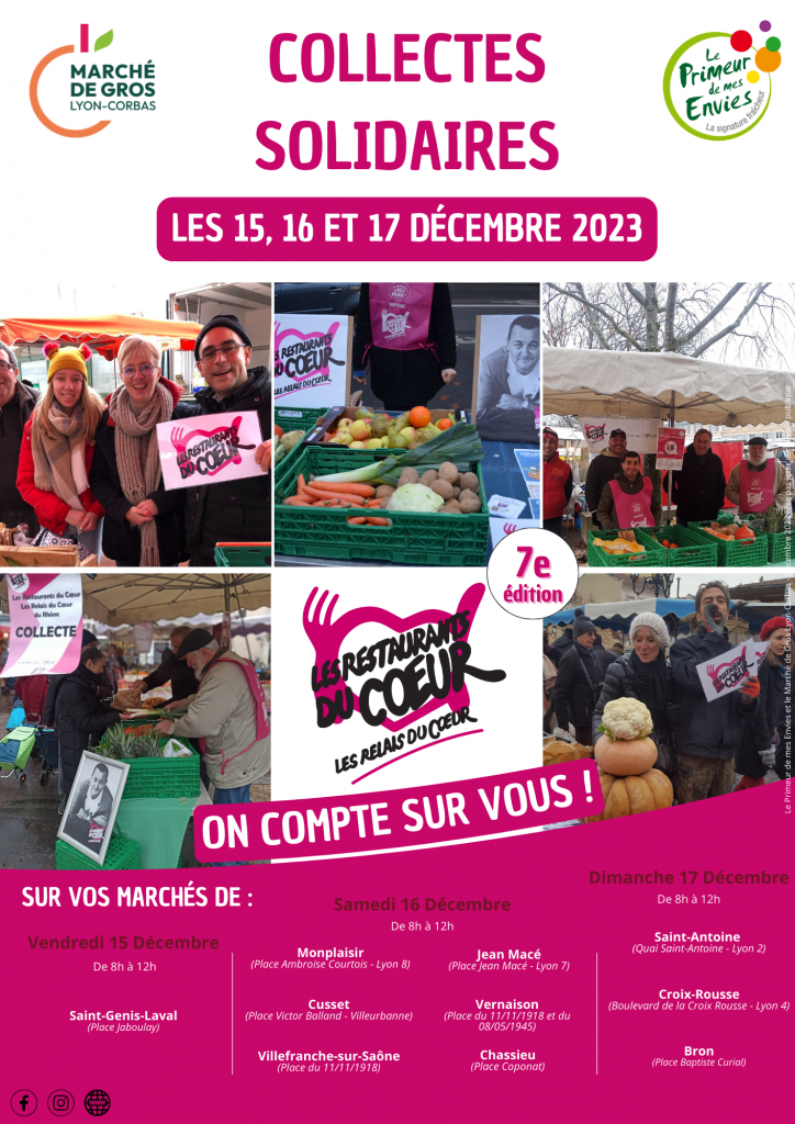 Collecte Solidaire sur les marchés 15, 16 et 17 Décembre 23 : Les ...